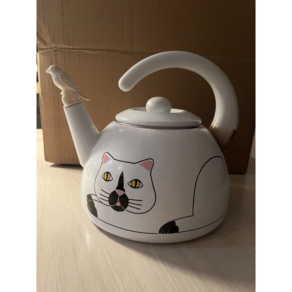 Kamenstein | Kitchen | Vintage 989 Kamenstein White Cat Metal Teapot ...
